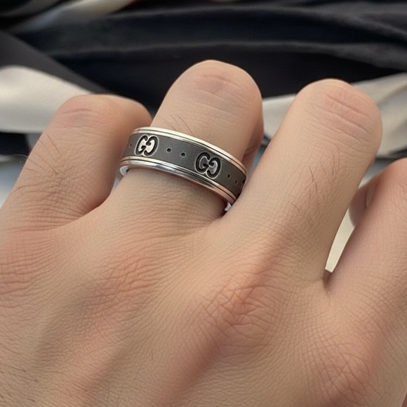 Gucci | Jewelry | Gucci Silver Gg Logo Ring | Poshmark